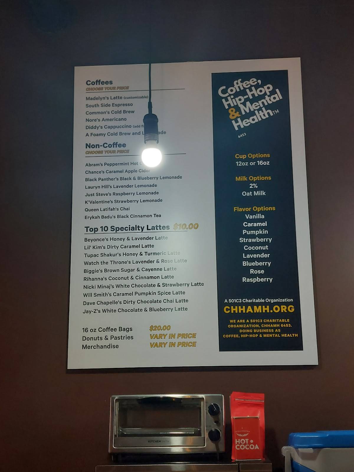 Menu at Normalize Therapy Cafe, Chicago