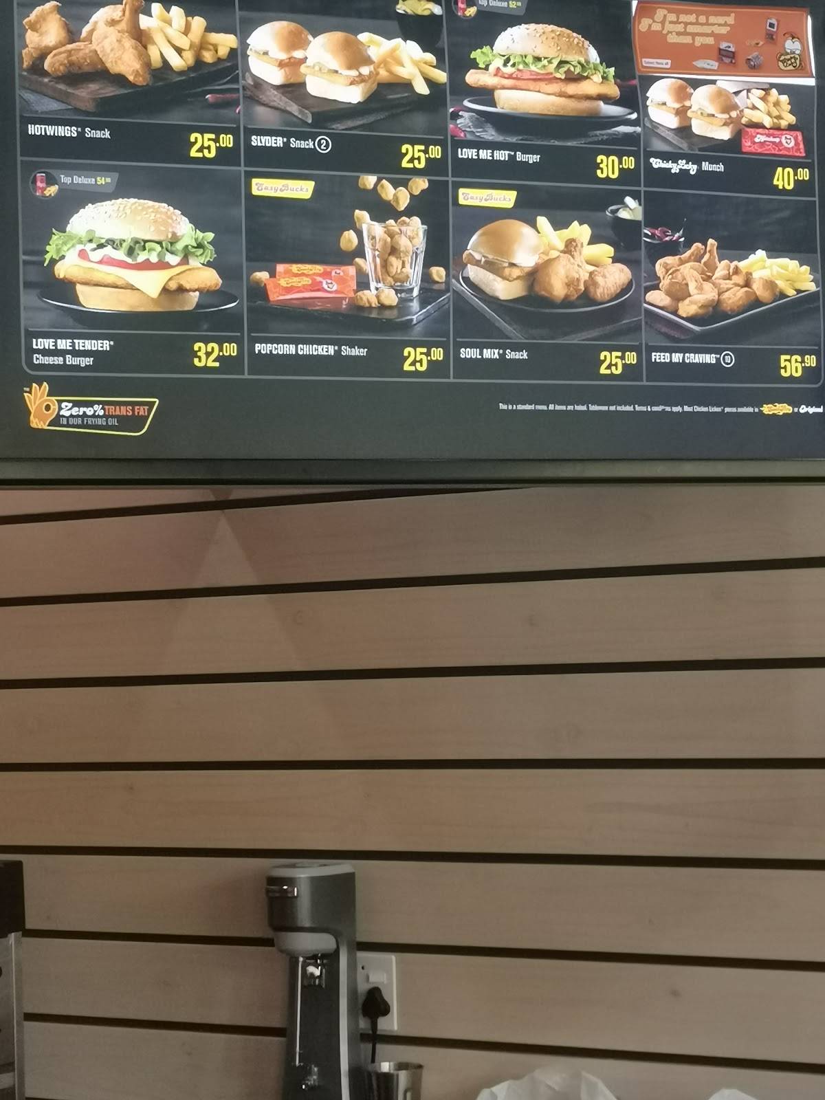 Menu at Chicken Licken Mowbray restaurant, Cape Town
