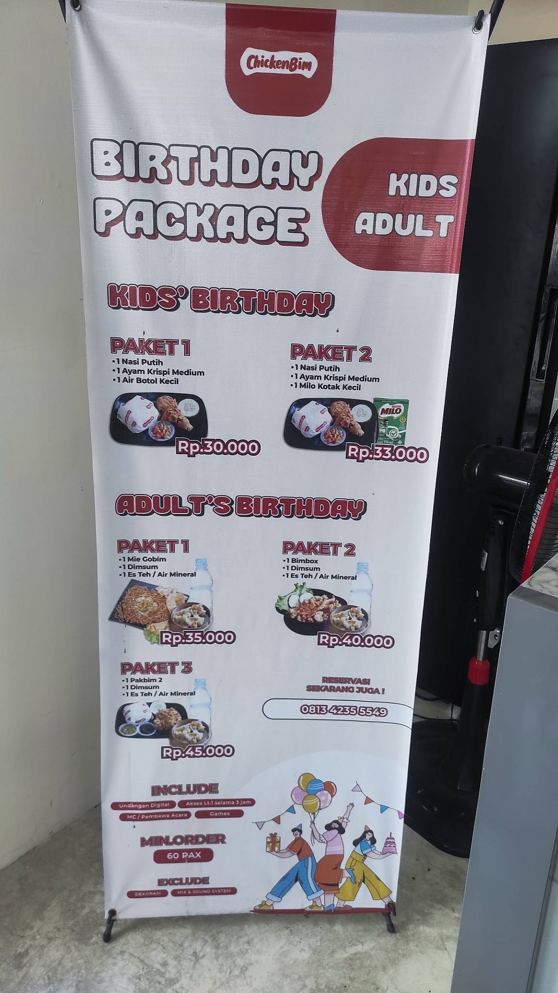 Menu at Chickenbim Bananabim restaurant, Palu