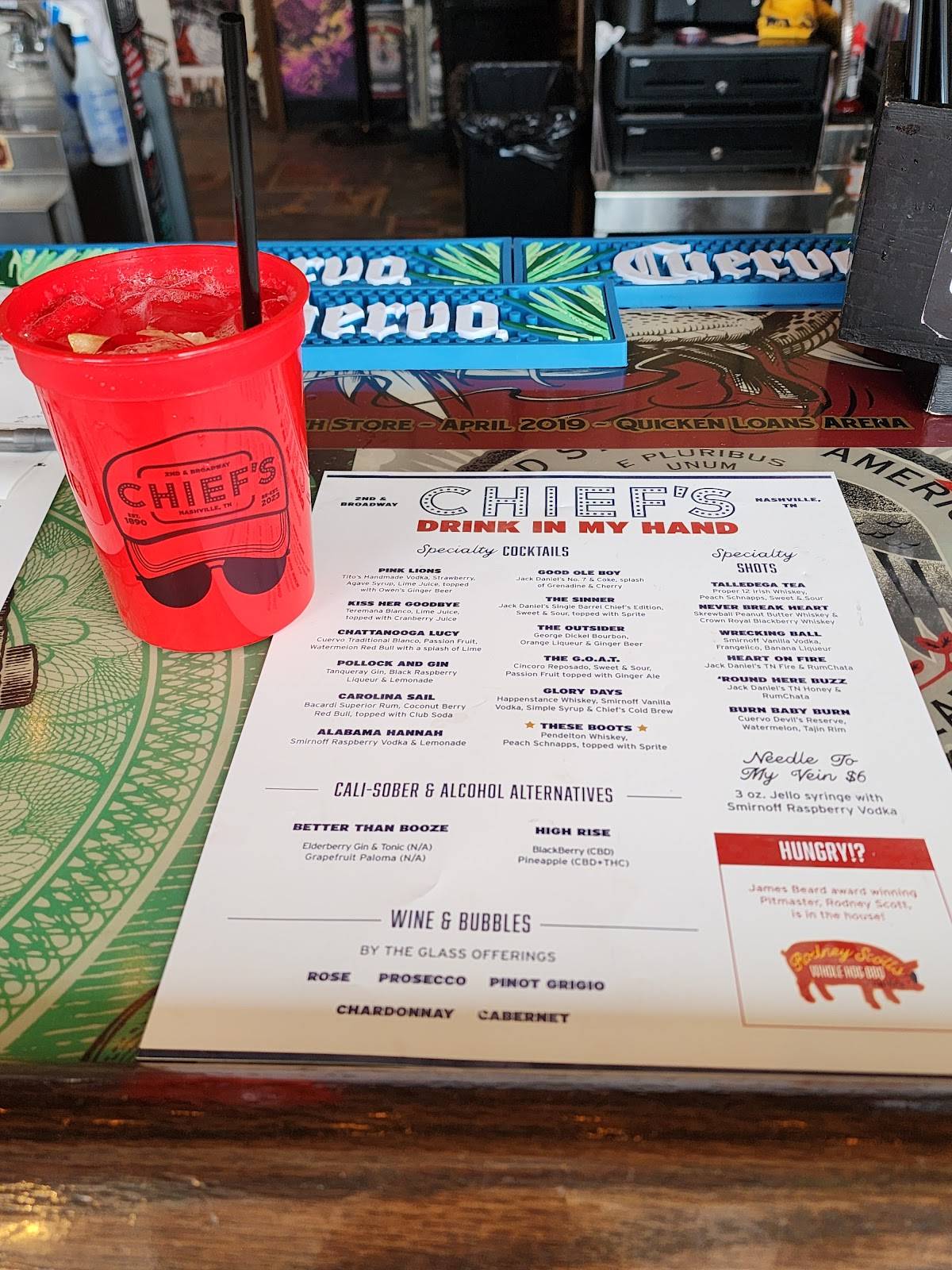 Menu at Chief's on Broadway BBQ, Nashville