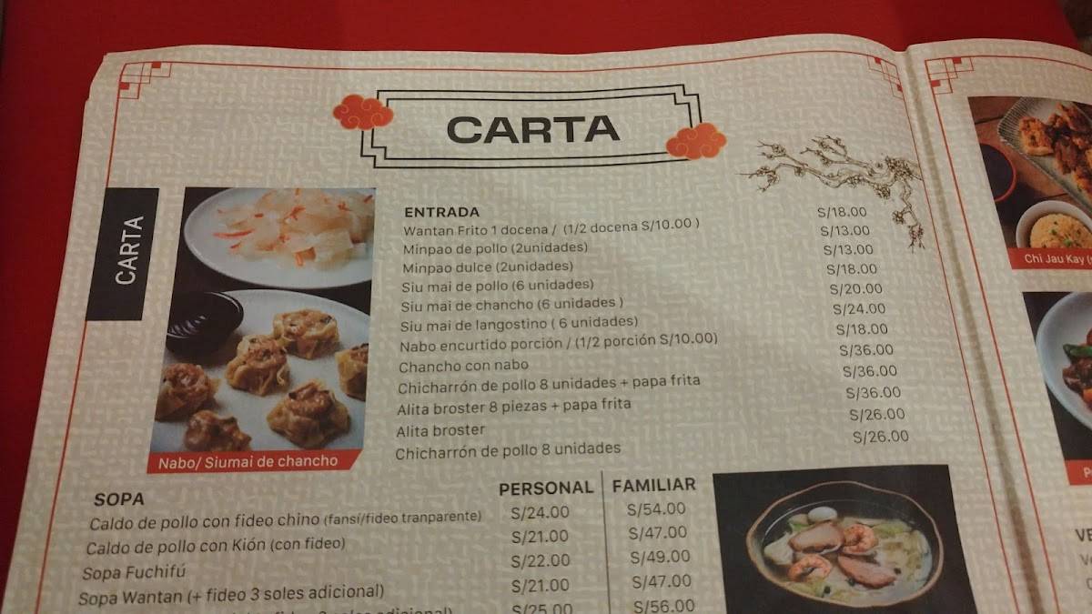 Carta del restaurante Fung Shing, La Molina, Av. Los Constructores 189