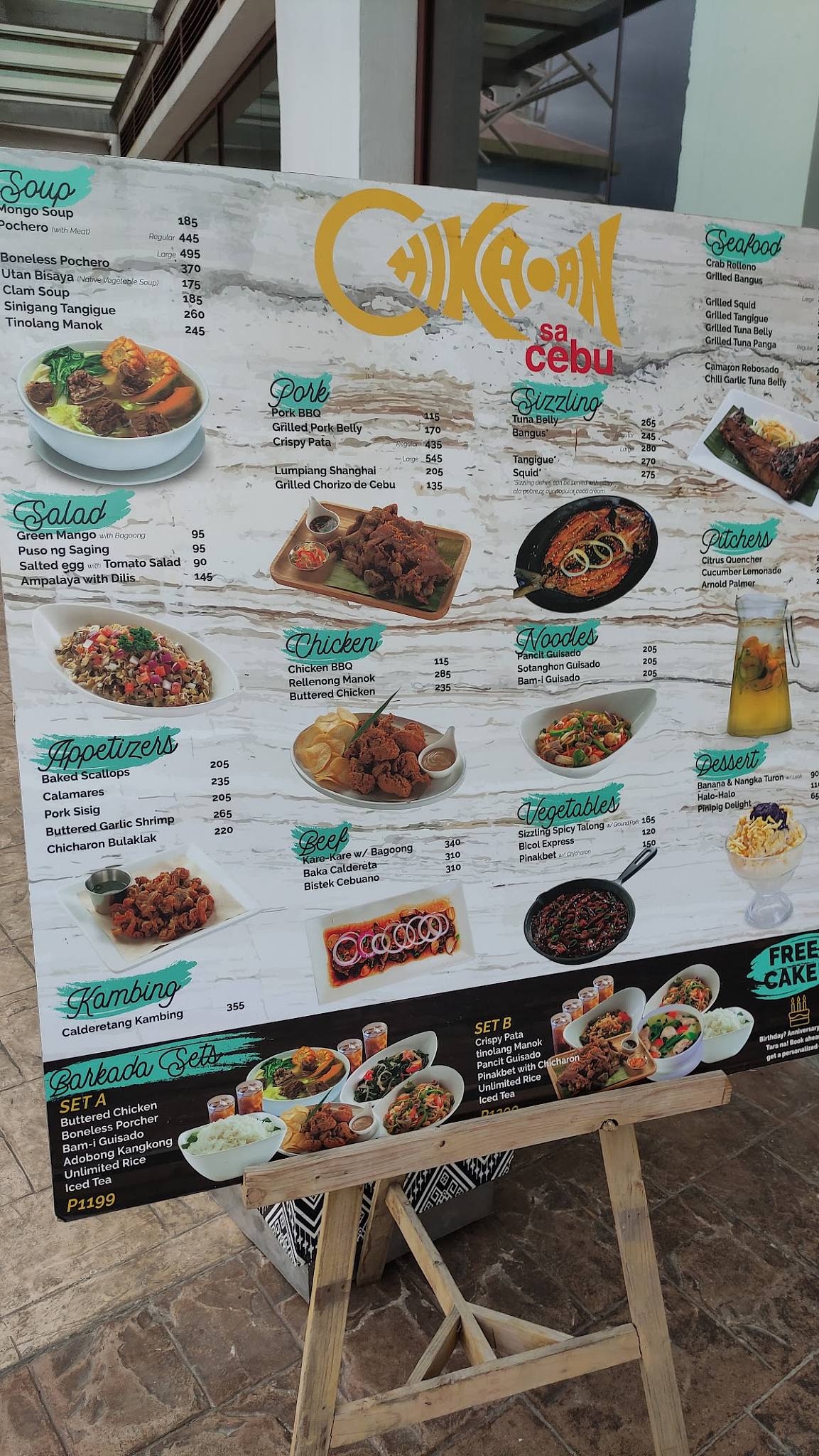 Menu at Chikaan IL Corso restaurant, Cebu City