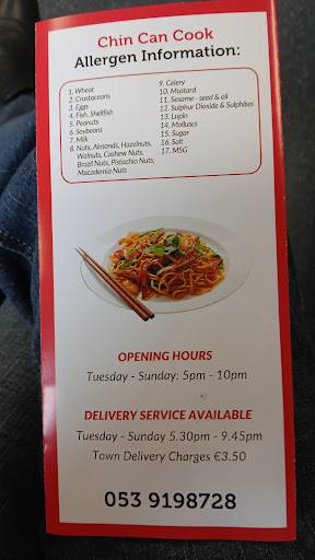 Menu at Chin Can Cook fast food, Wexford