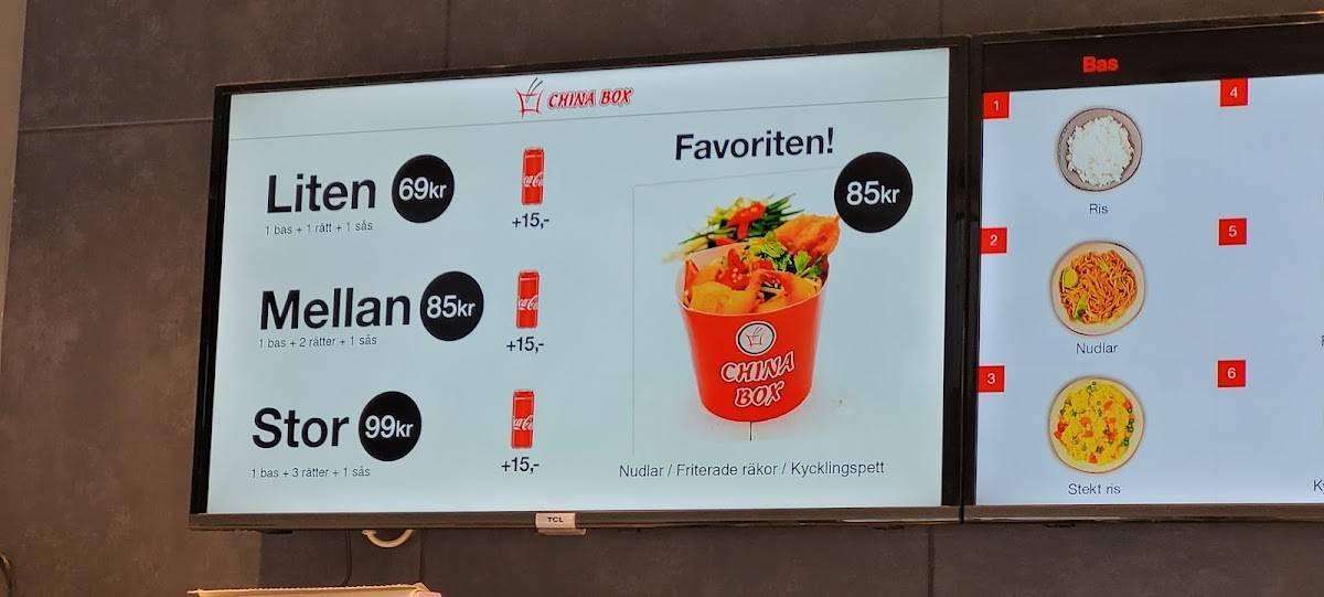 Menu at China Box restaurant, Malmö, Östra Förstadsgatan 35