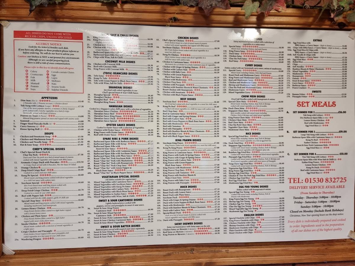 Menu at China Chef fast food, Coalville
