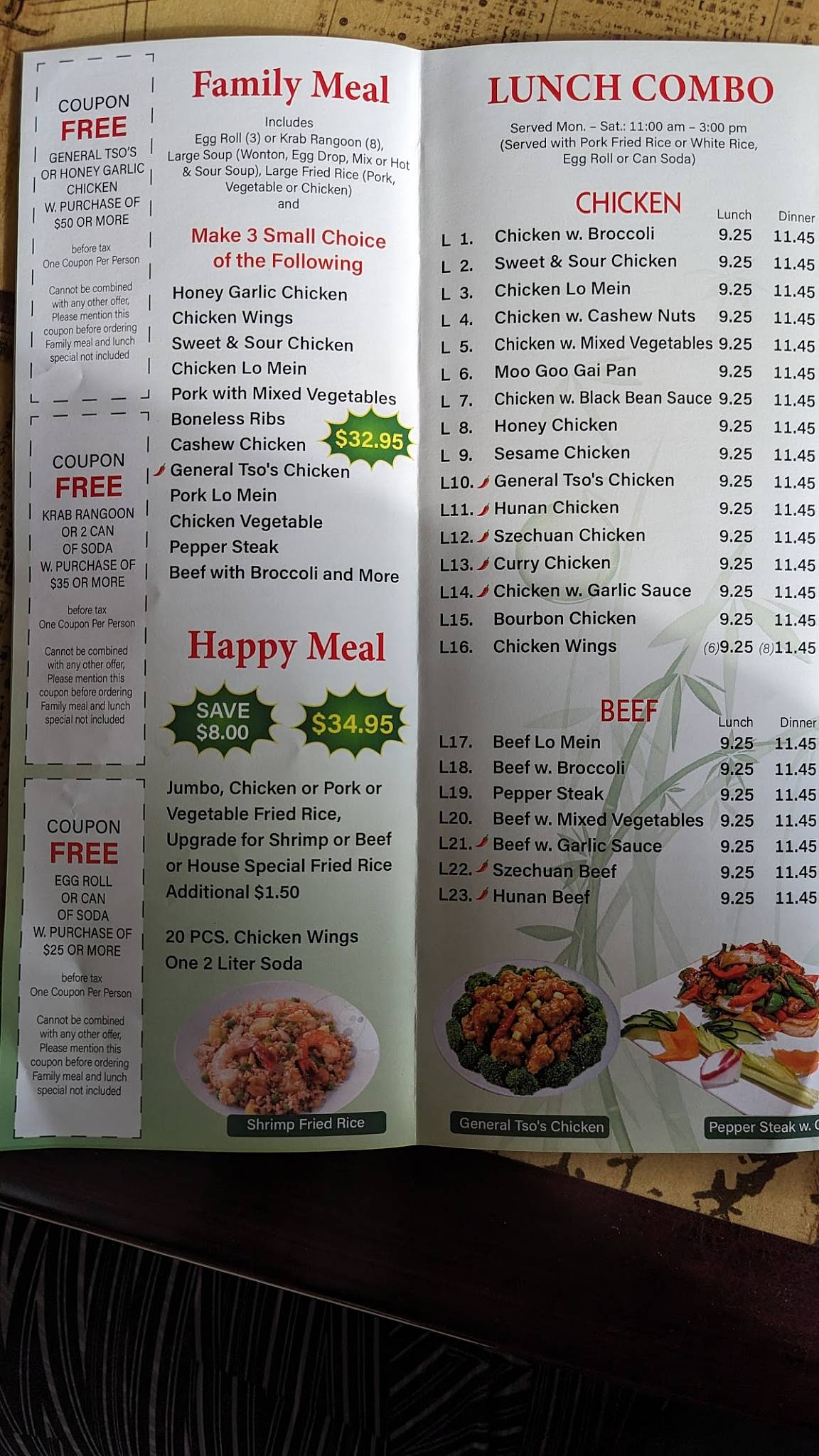 Menu at China wok restaurant, Riviera Beach, Broadway