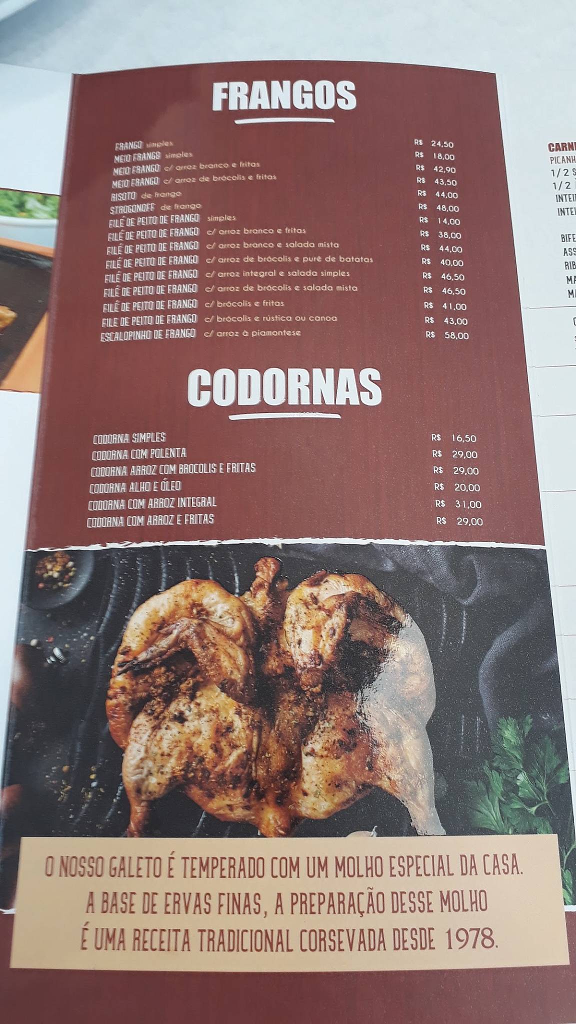 Menu em Chopperia Galeto Bandeira restaurante, Rio de Janeiro