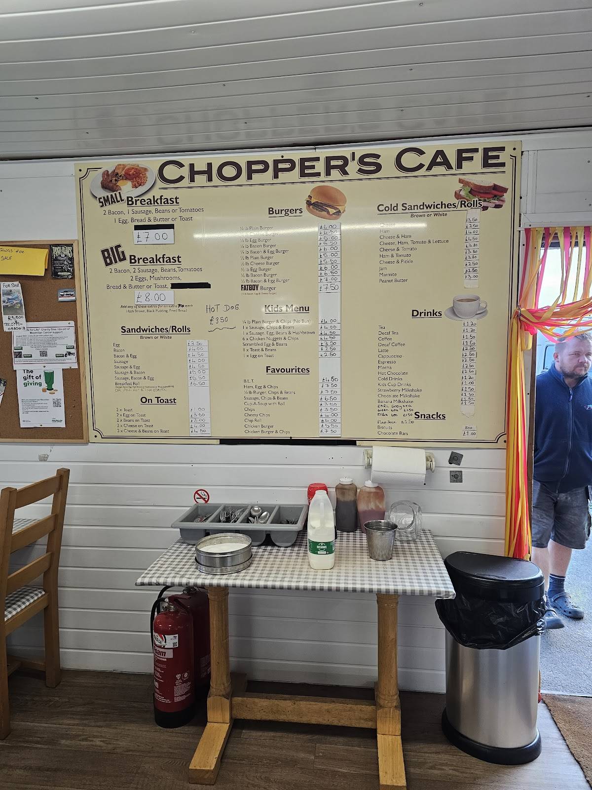Menu at Chopper's Cafe, Burbage