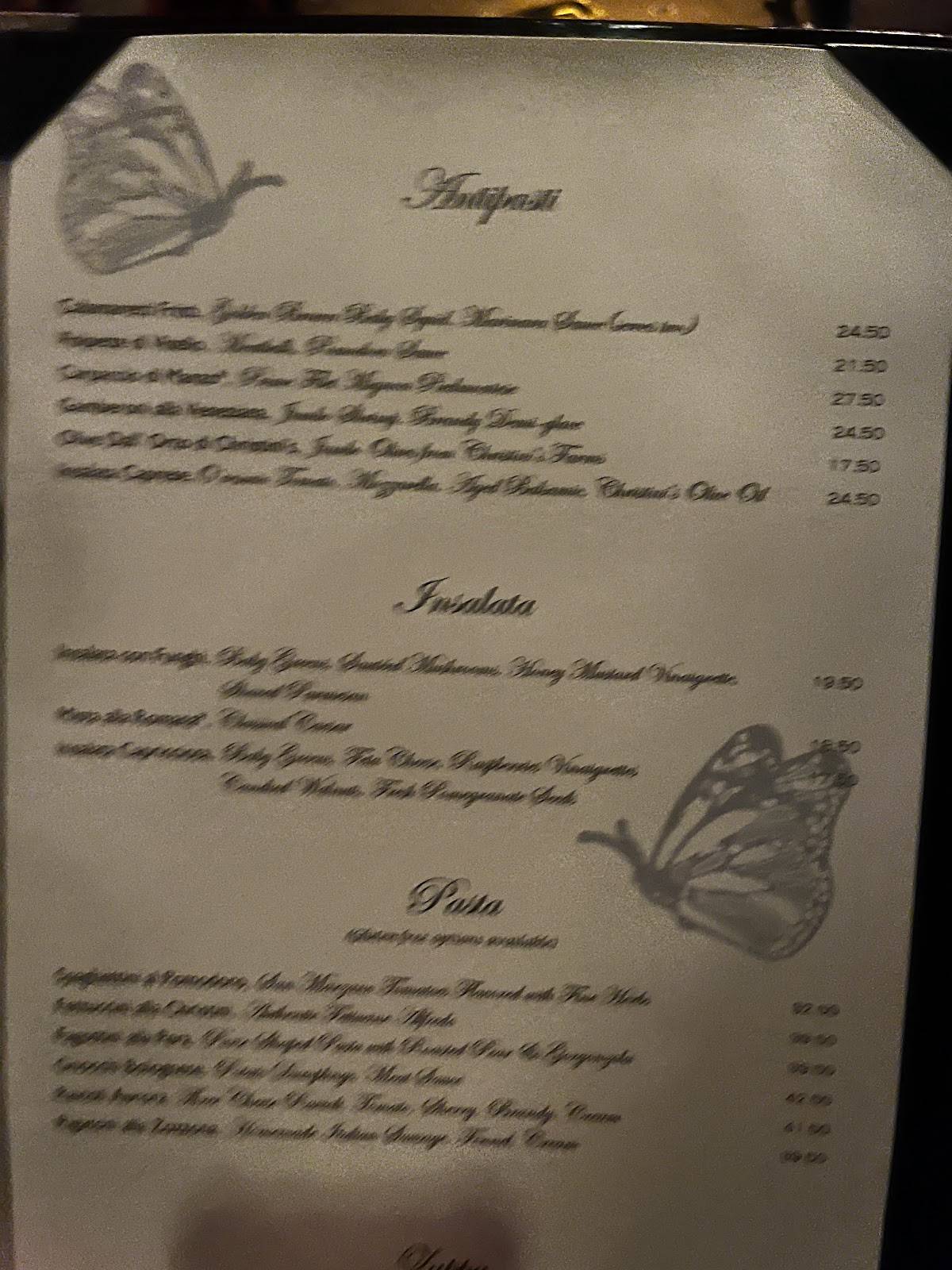 Menu at Christinis Ristorante Italiano restaurant, Orlando, Dr Phillips ...
