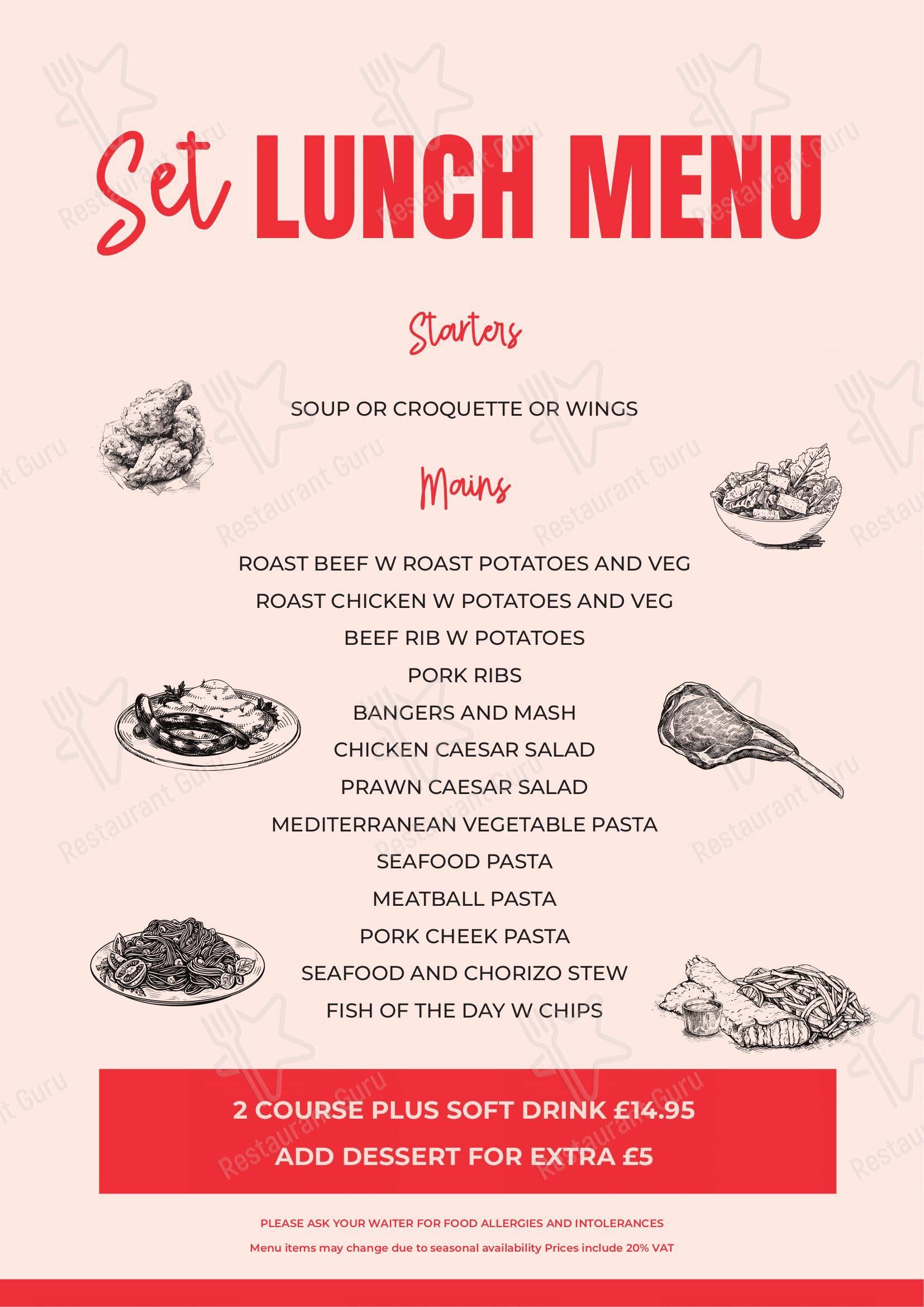 Menu at Chupitos pub & bar, Welling