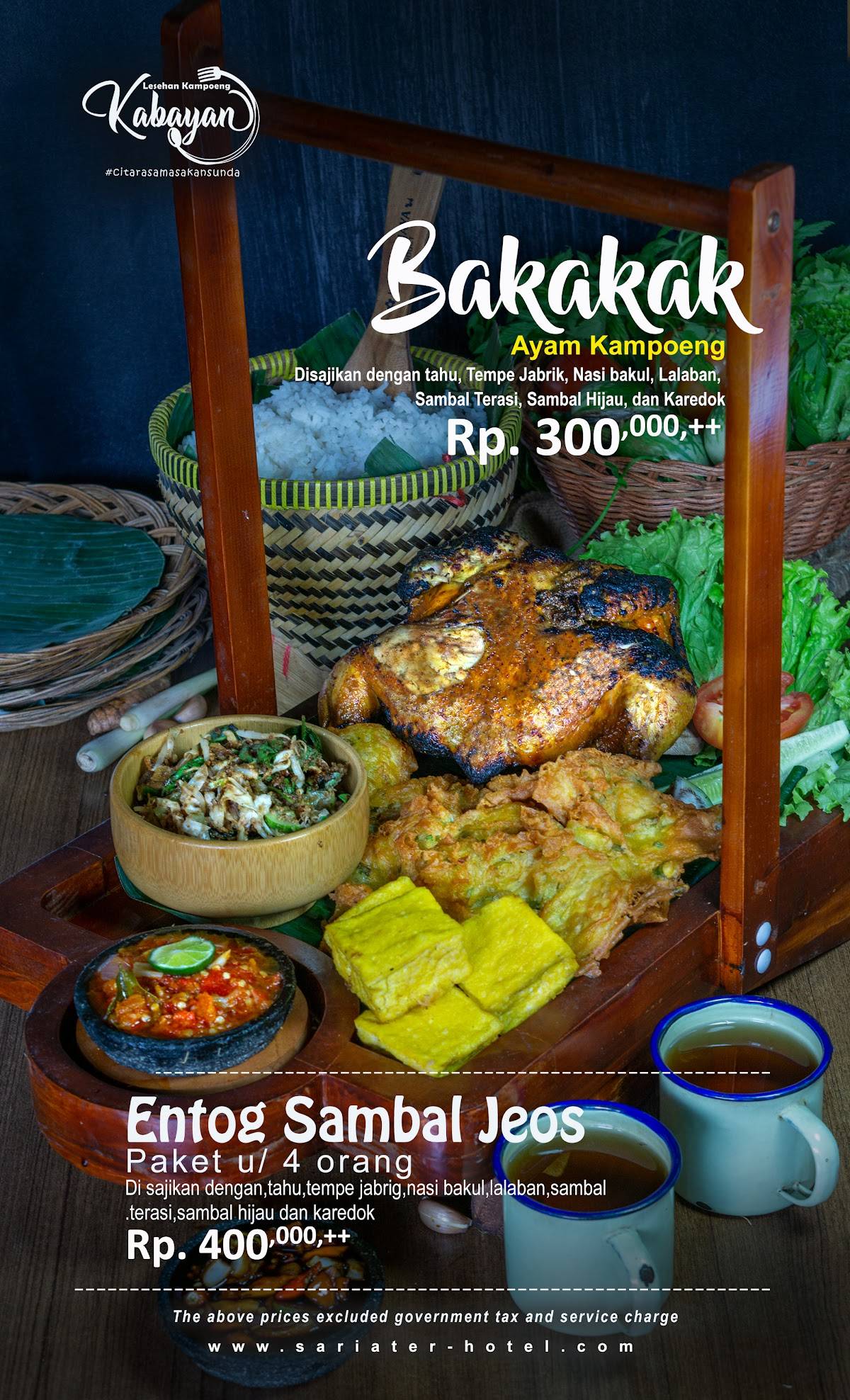 Menu at Lesehan Kampoeng Kabayan restaurant, Ciater