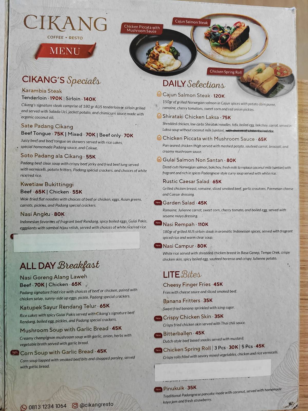 Menu at Cikang Coffee & Resto restaurant, Central Jakarta, Graha Anam ...
