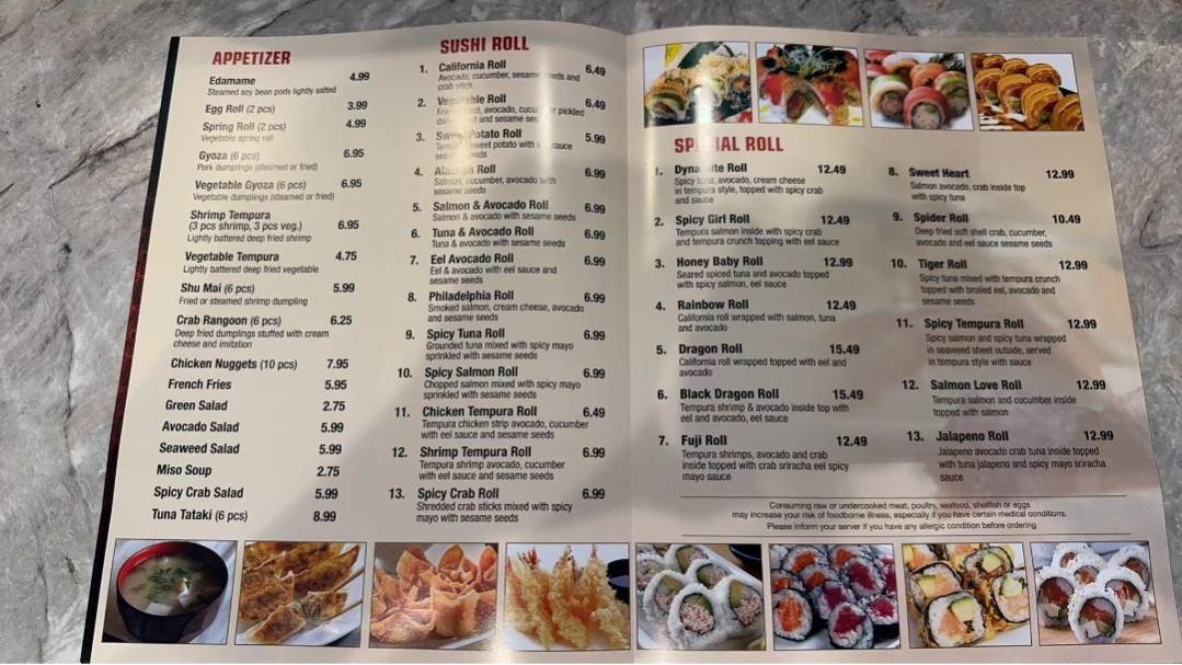 Menu at Fuji Hibachi & Sushi restaurant, Cincinnati