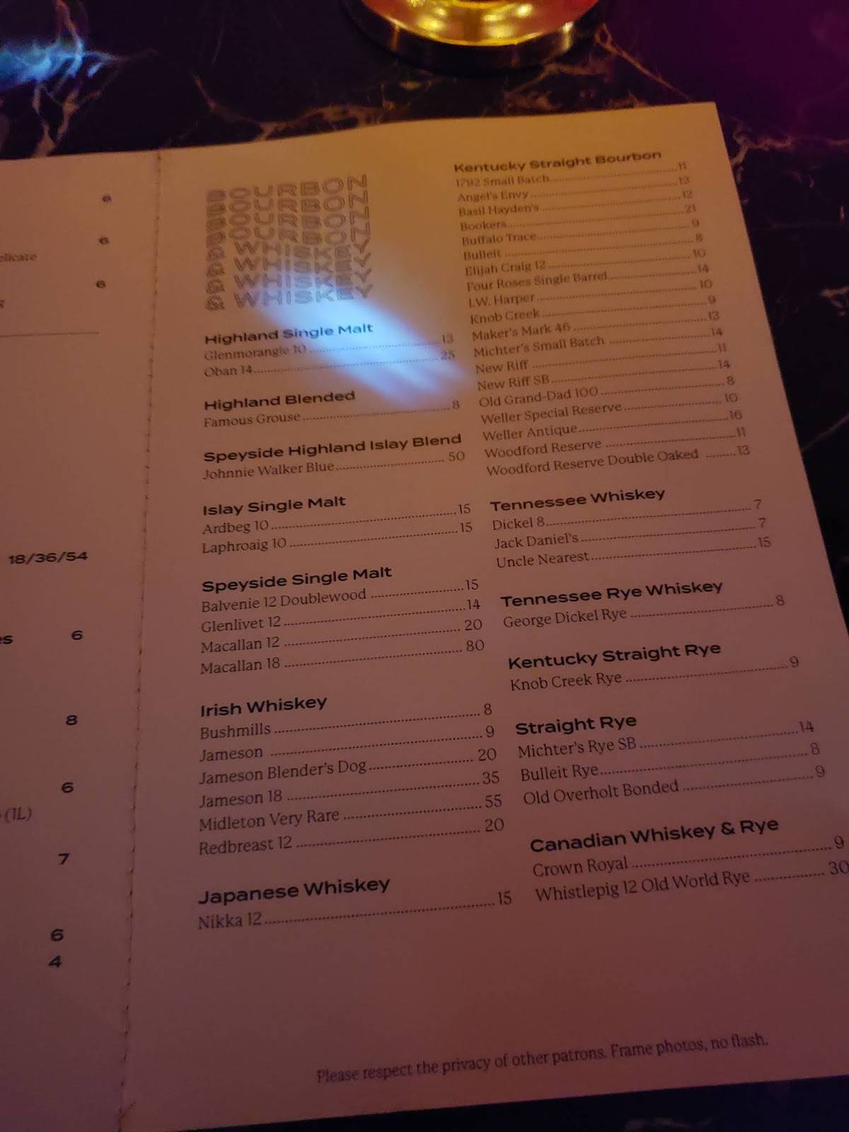 Menu at Ghost Baby pub & bar, Cincinnati