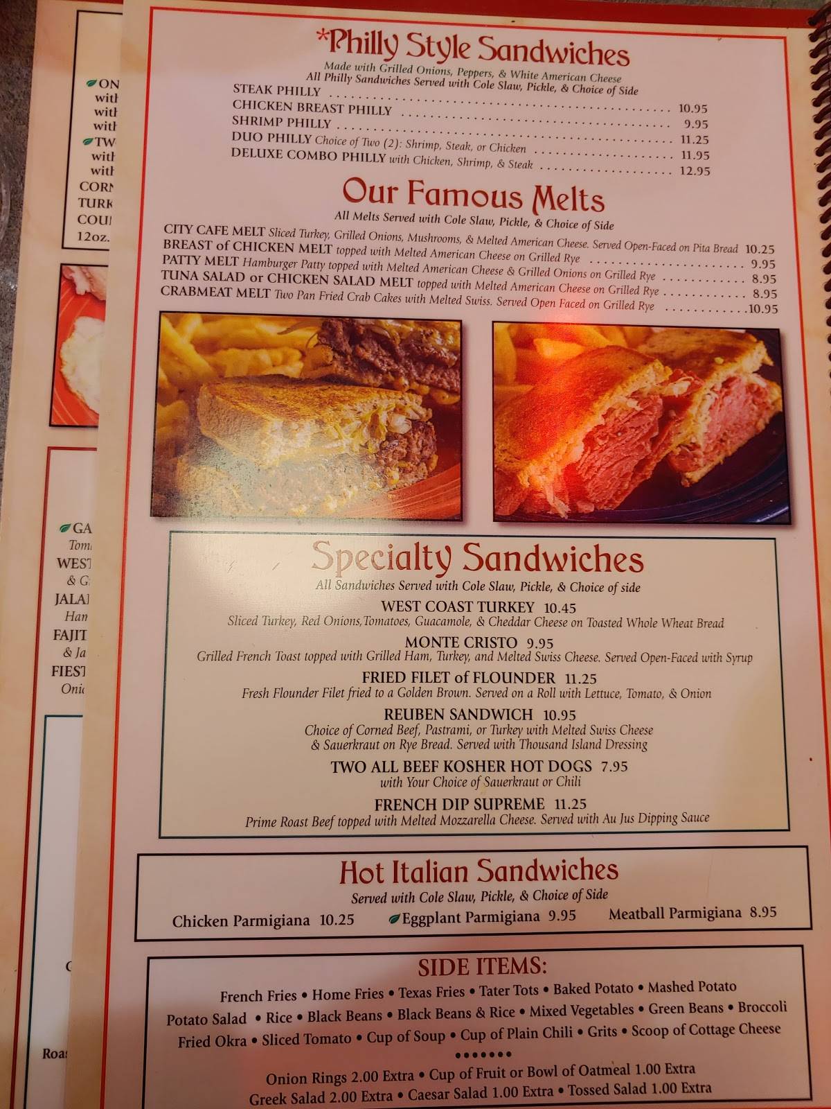 Menu at City Cafe Diner, Chattanooga, Lee Hwy