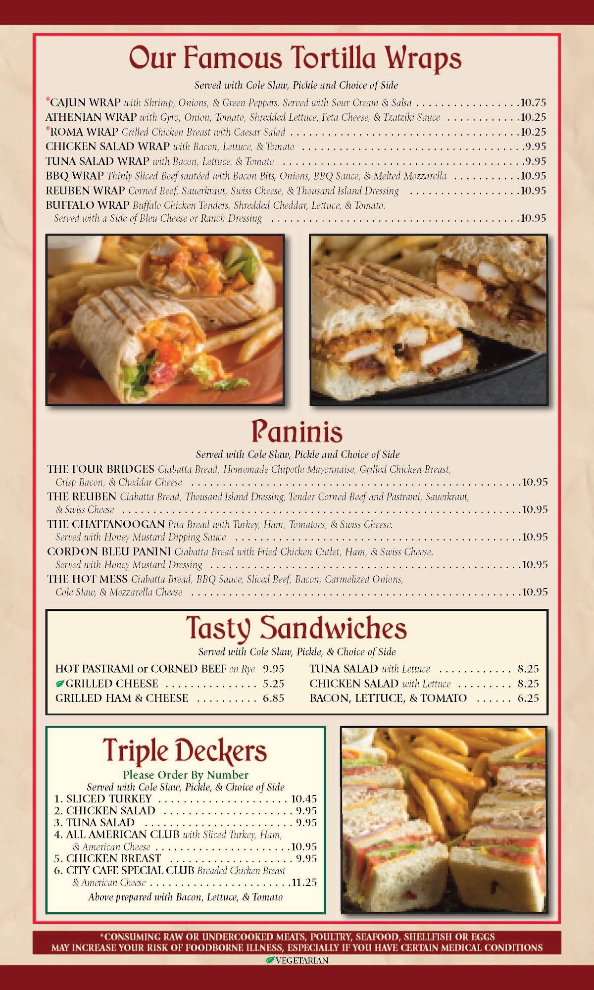 Menu at City Cafe Diner, Chattanooga, Lee Hwy