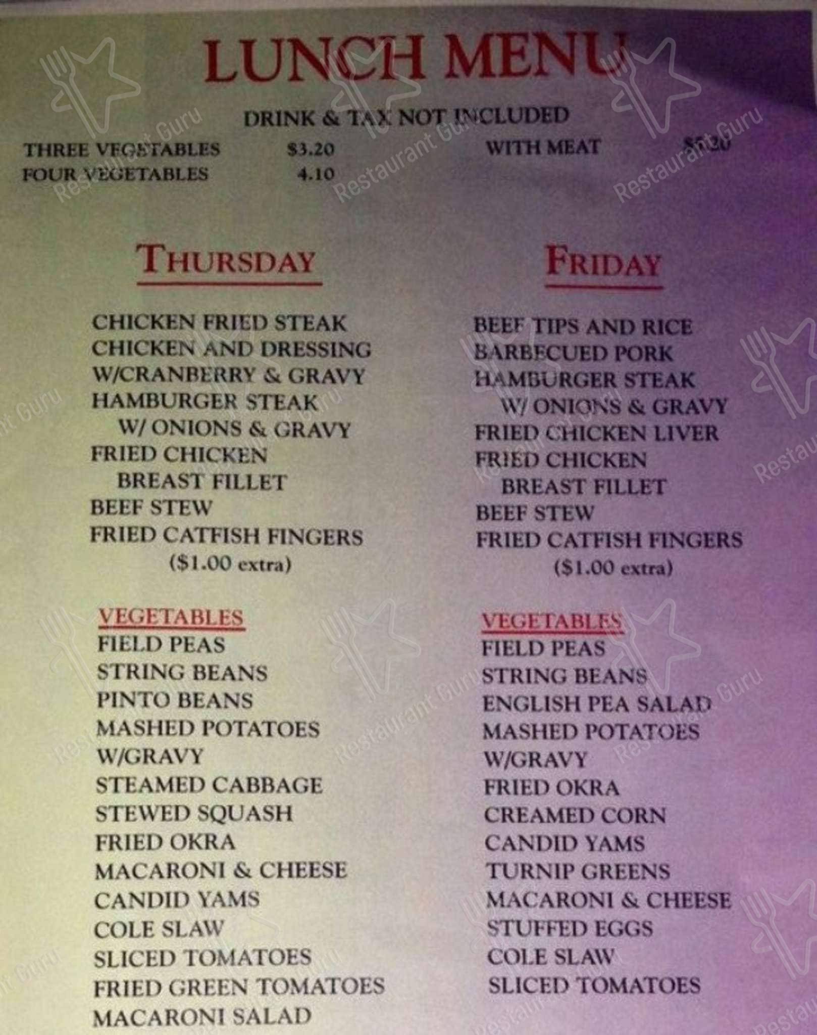 Menu at City Cafe, Northport