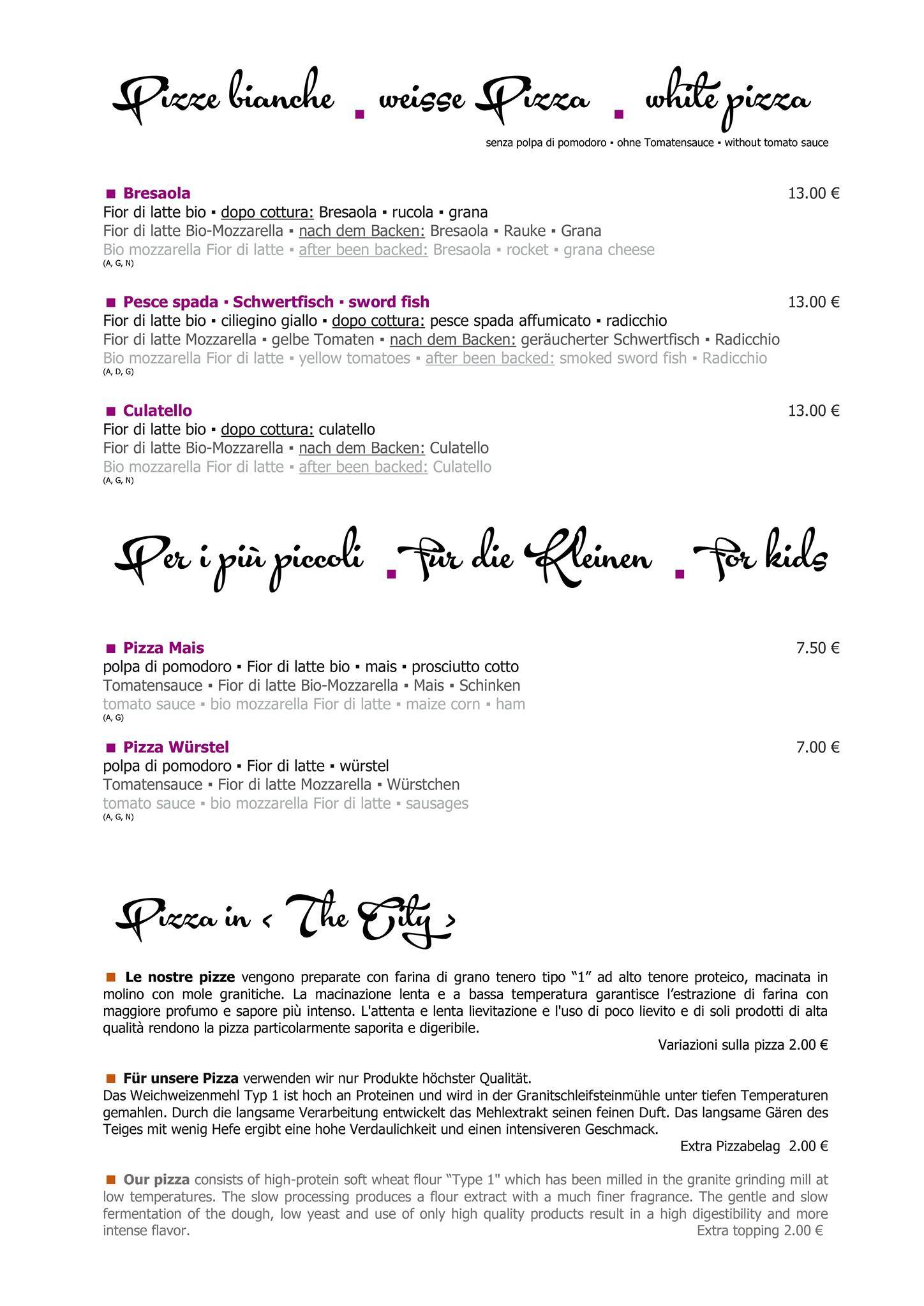 Speisekarte von City Hotel Merano restaurant, Meran