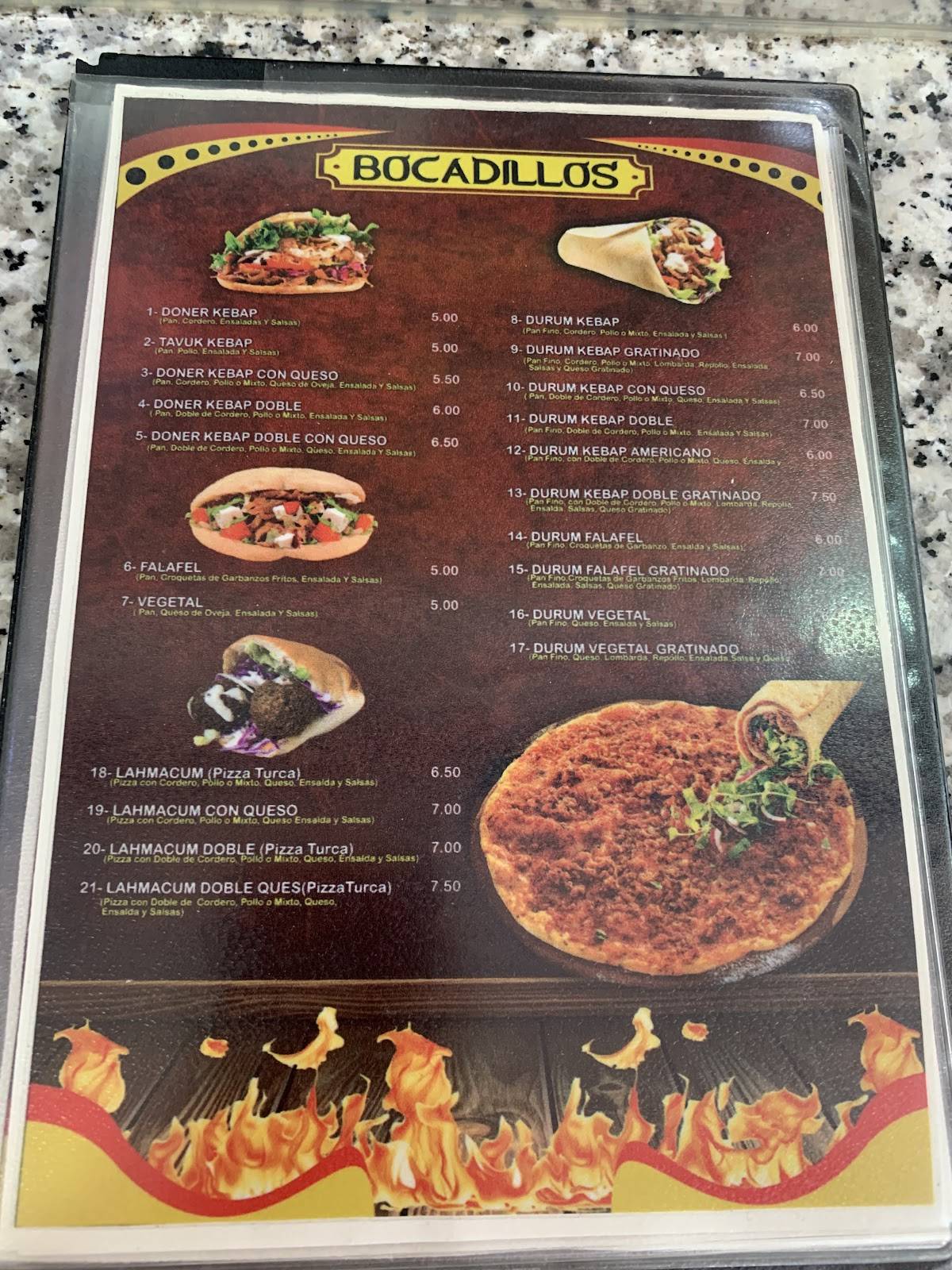 Menu at City Kebab restaurant, Madrid, C. de la Cruz, 10