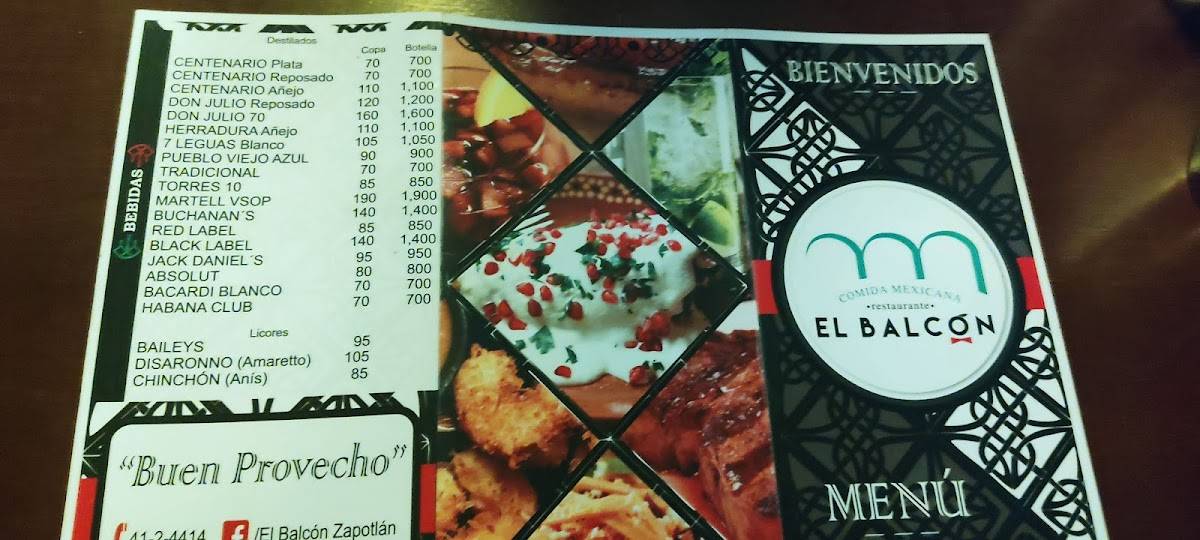 Carta del restaurante El Balcon, Ciudad Guzmán