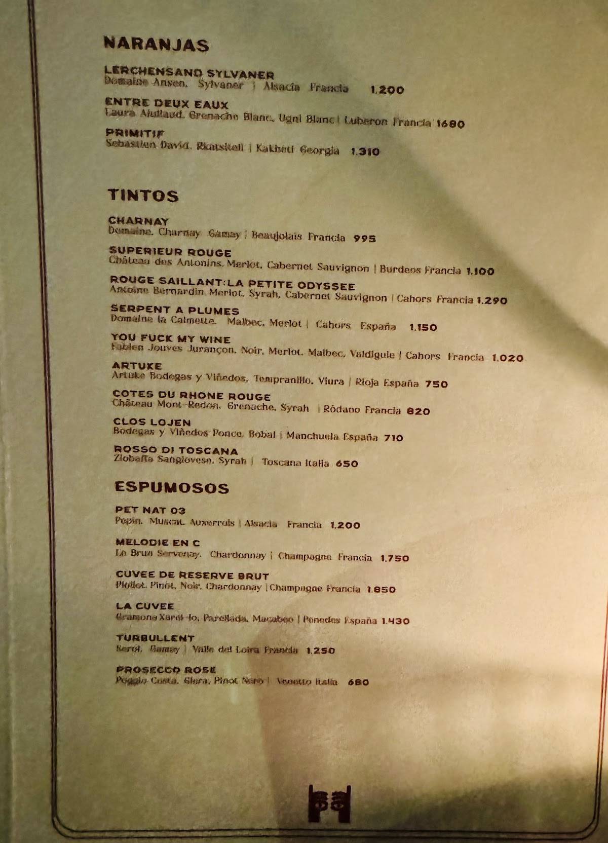 Menu at , Ciudad López Mateos