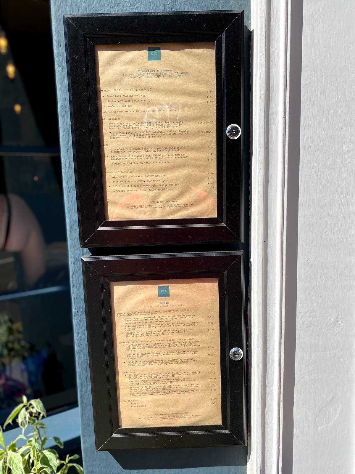 Menu at Clarke & Dean cafe, Towcester