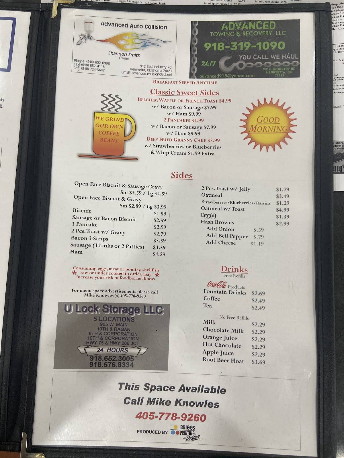 Menu at Classic Diner restaurant, Henryetta