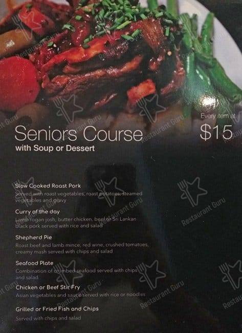 Menu at Clayton RSL restaurant, Clayton