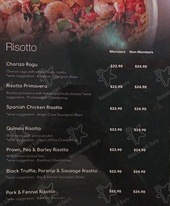 Menu at Clayton RSL restaurant, Clayton
