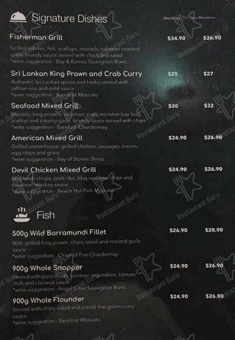 Menu at Clayton RSL restaurant, Clayton