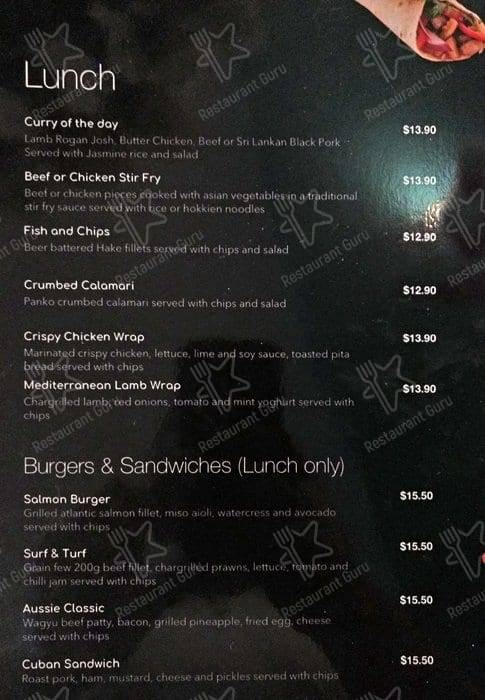 Menu at Clayton RSL restaurant, Clayton