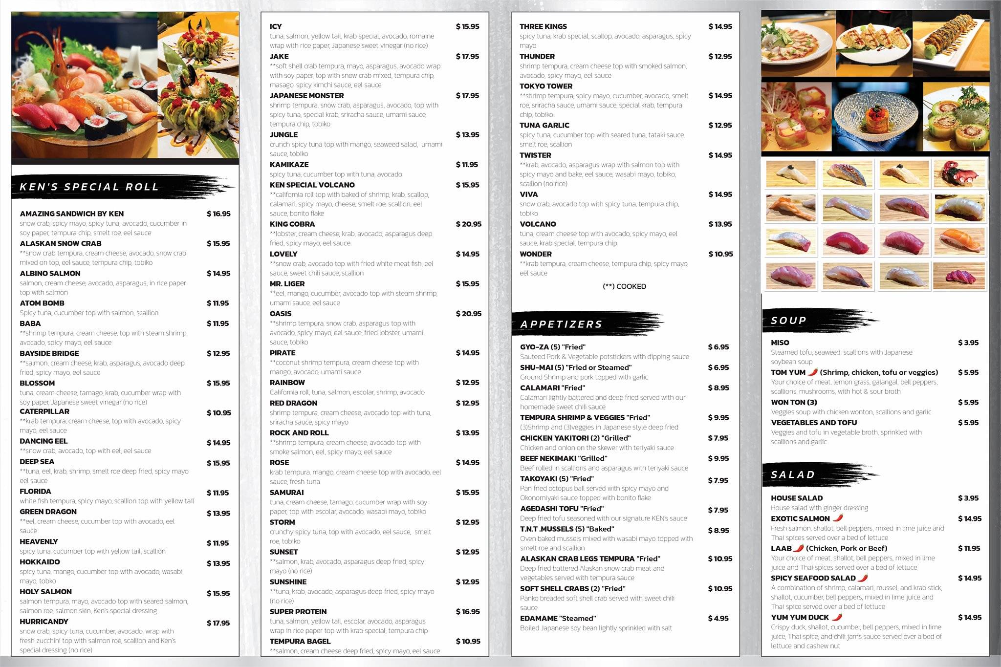 Menu at Ken Sushi & Asian Bistro restaurant, Clearwater, Gulf to Bay Blvd