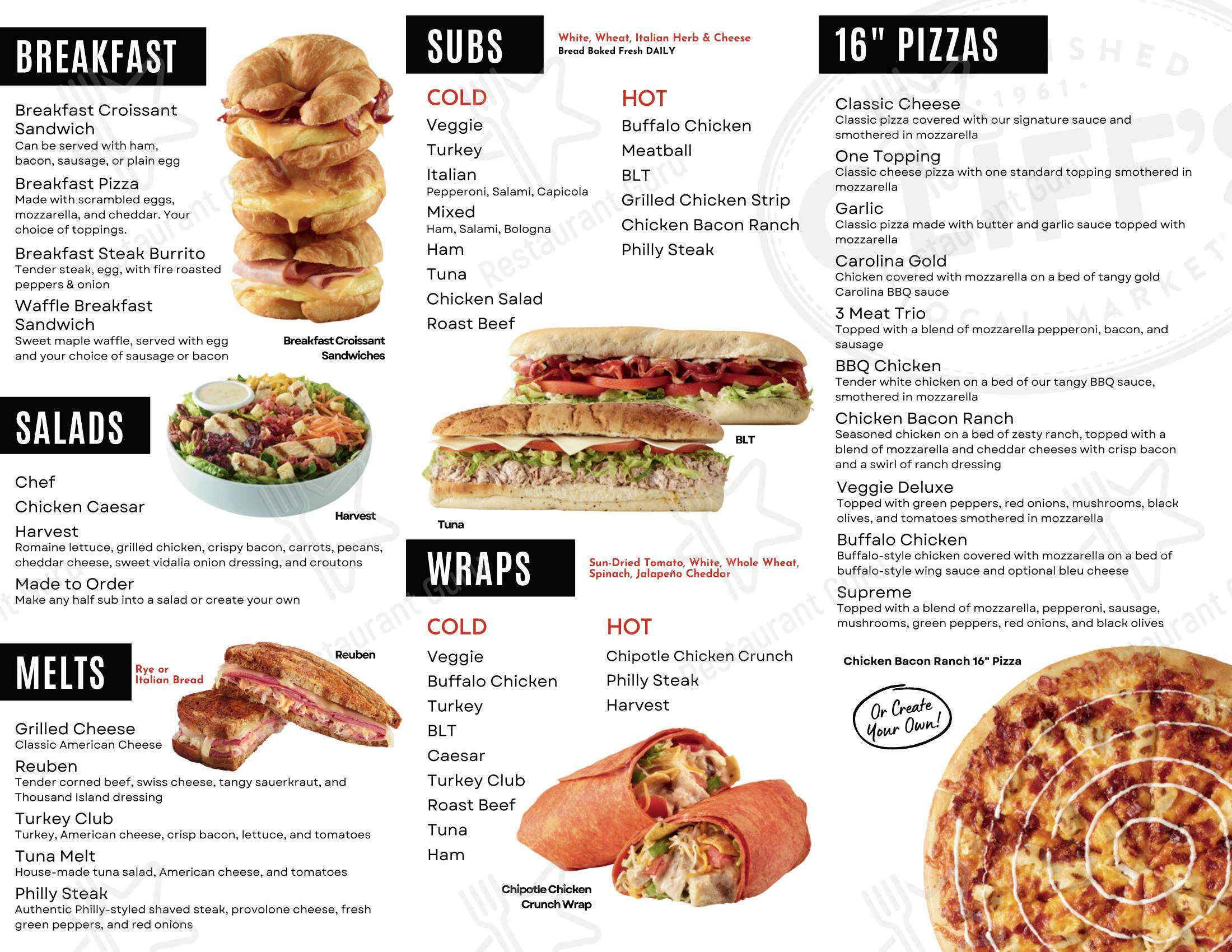Menu at Cliff's Local Market, East Syracuse