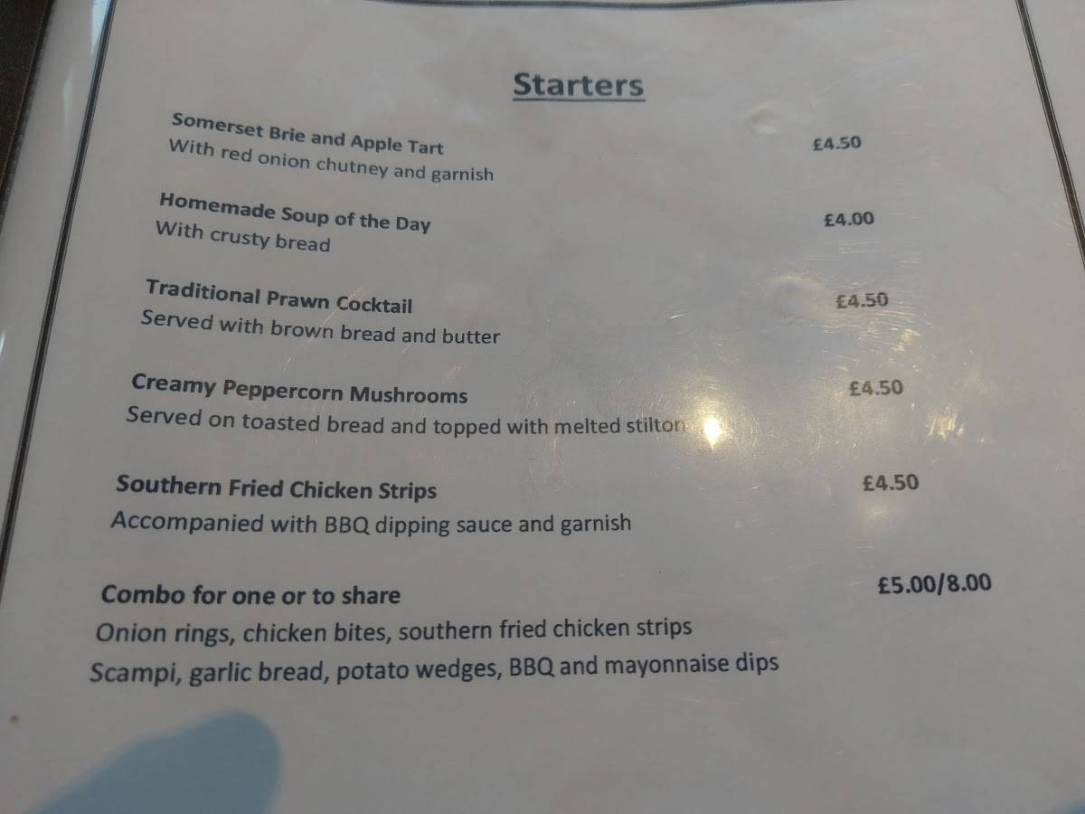 Menu at The Bulls Head pub & bar, Clotton