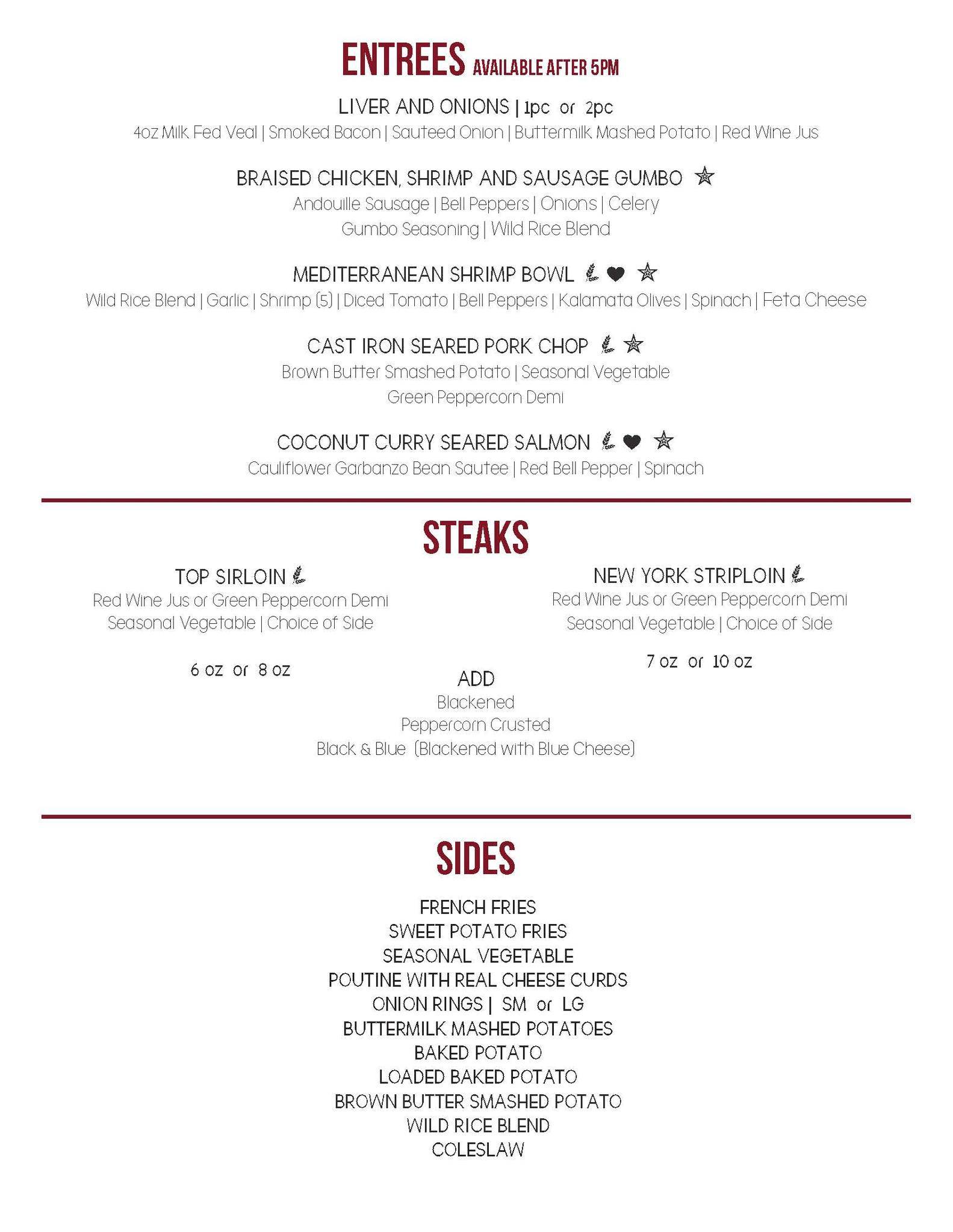 Menu at Beach Grove Golf & Country Club, Windsor