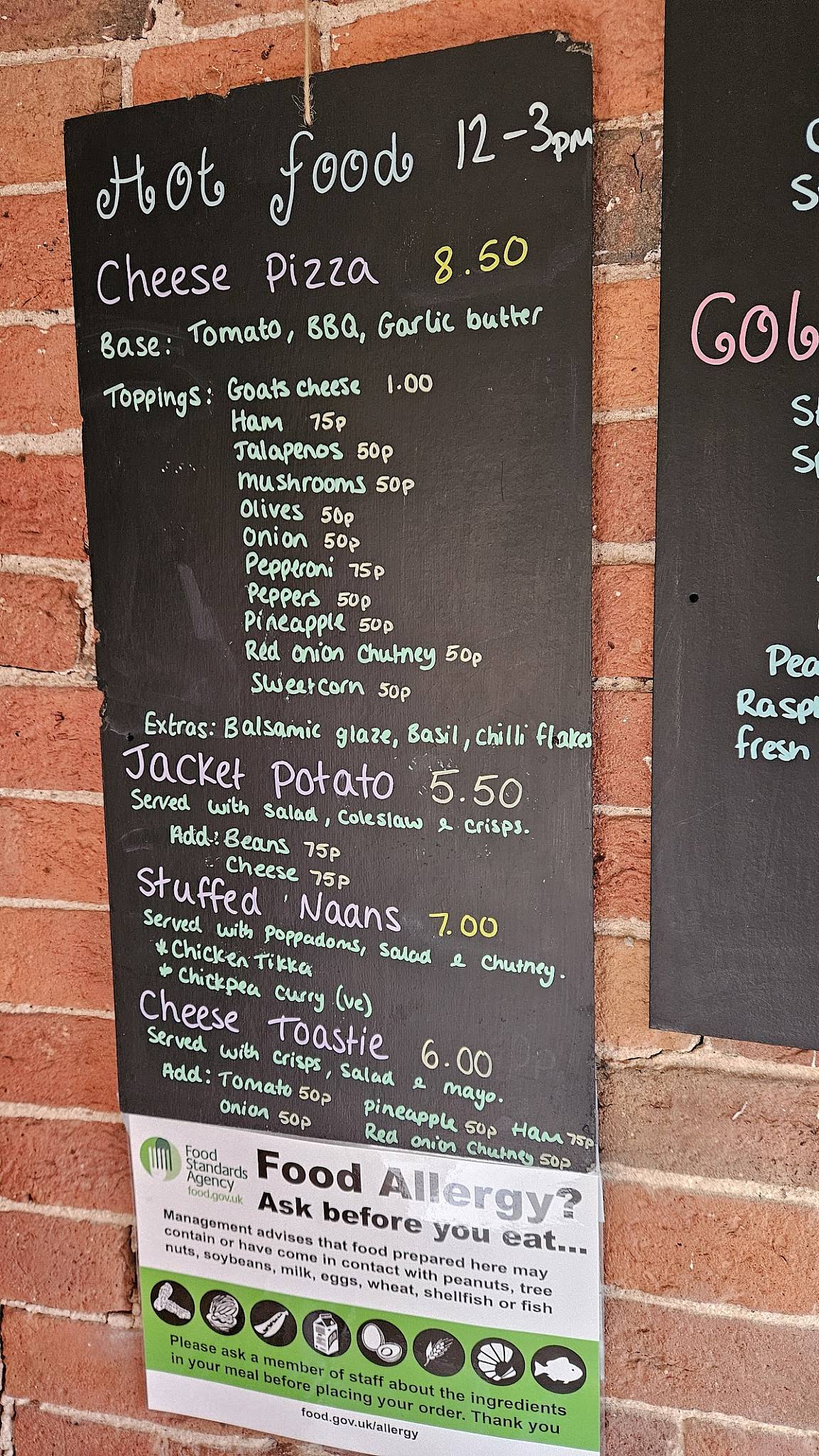 Menu at Cobwebs Coffee Shop cafe, Rugeley