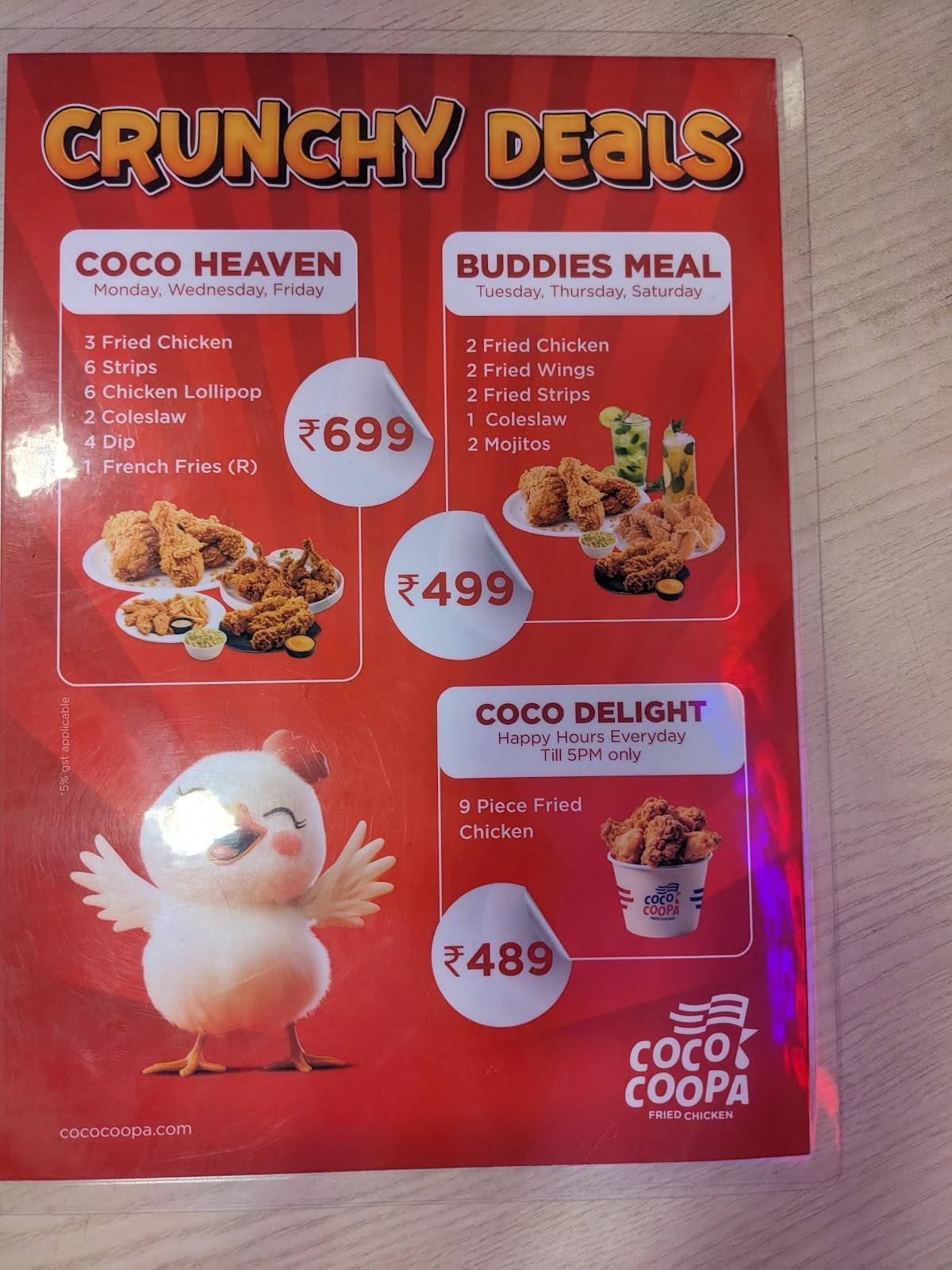Menu at Coco Coopa Fried Chicken Panniyankara, Kozhikode