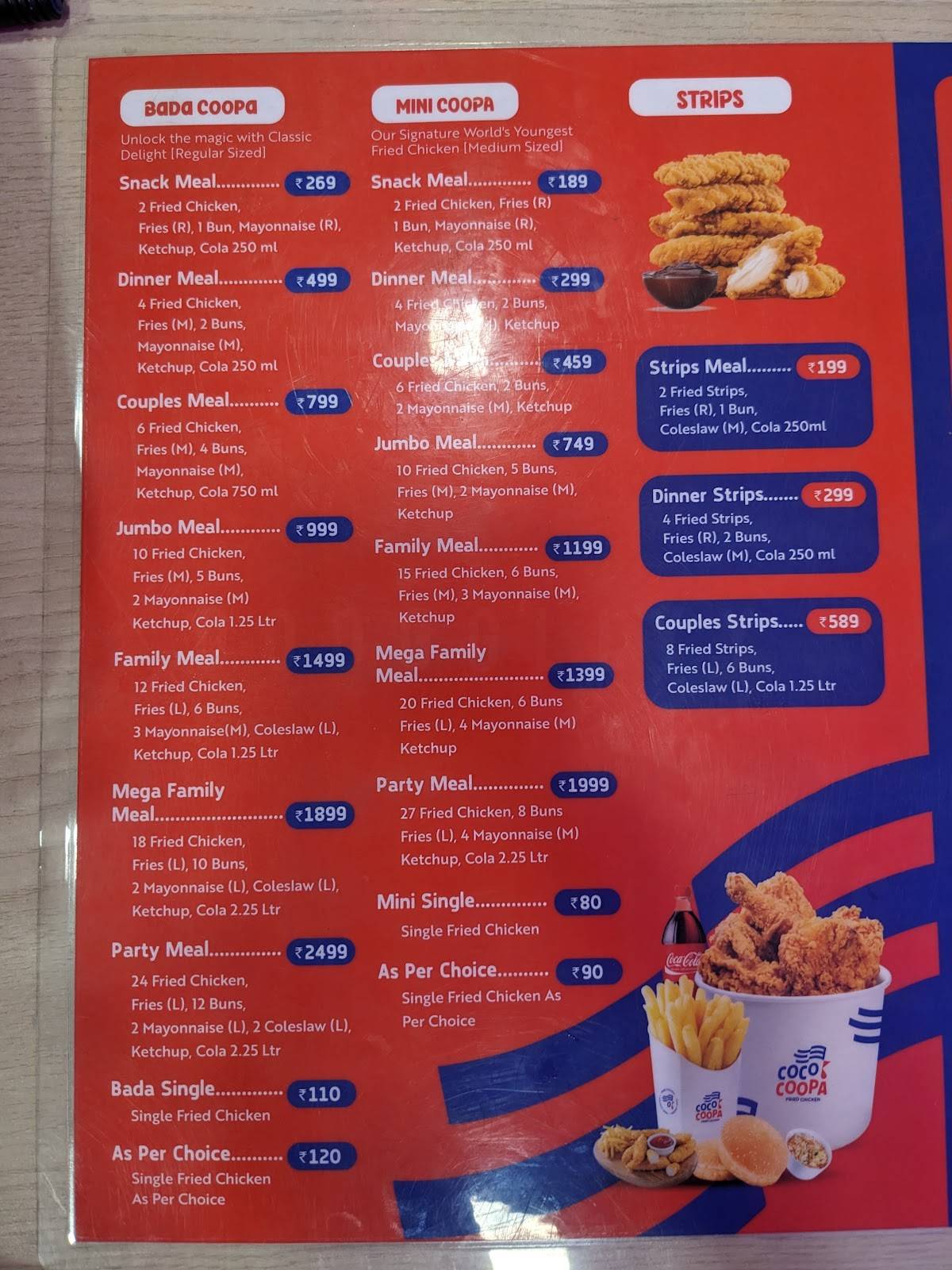 Menu at Coco Coopa Fried Chicken Panniyankara, Kozhikode
