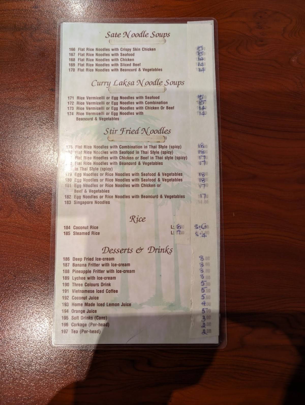 Menu at Coconut Palms restaurant, Fitzroy