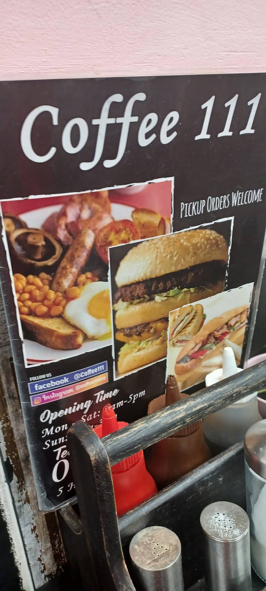 Menu at Coffee 111 cafe, Tonypandy