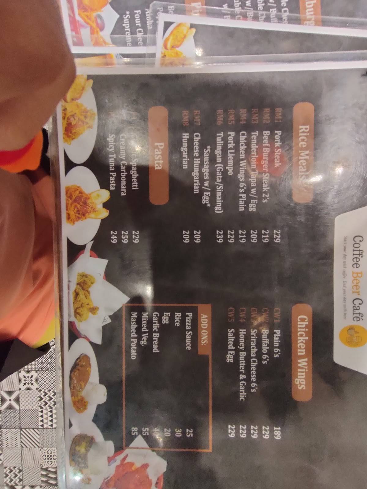Menu at Coffee Beer Café cafe, Batangas
