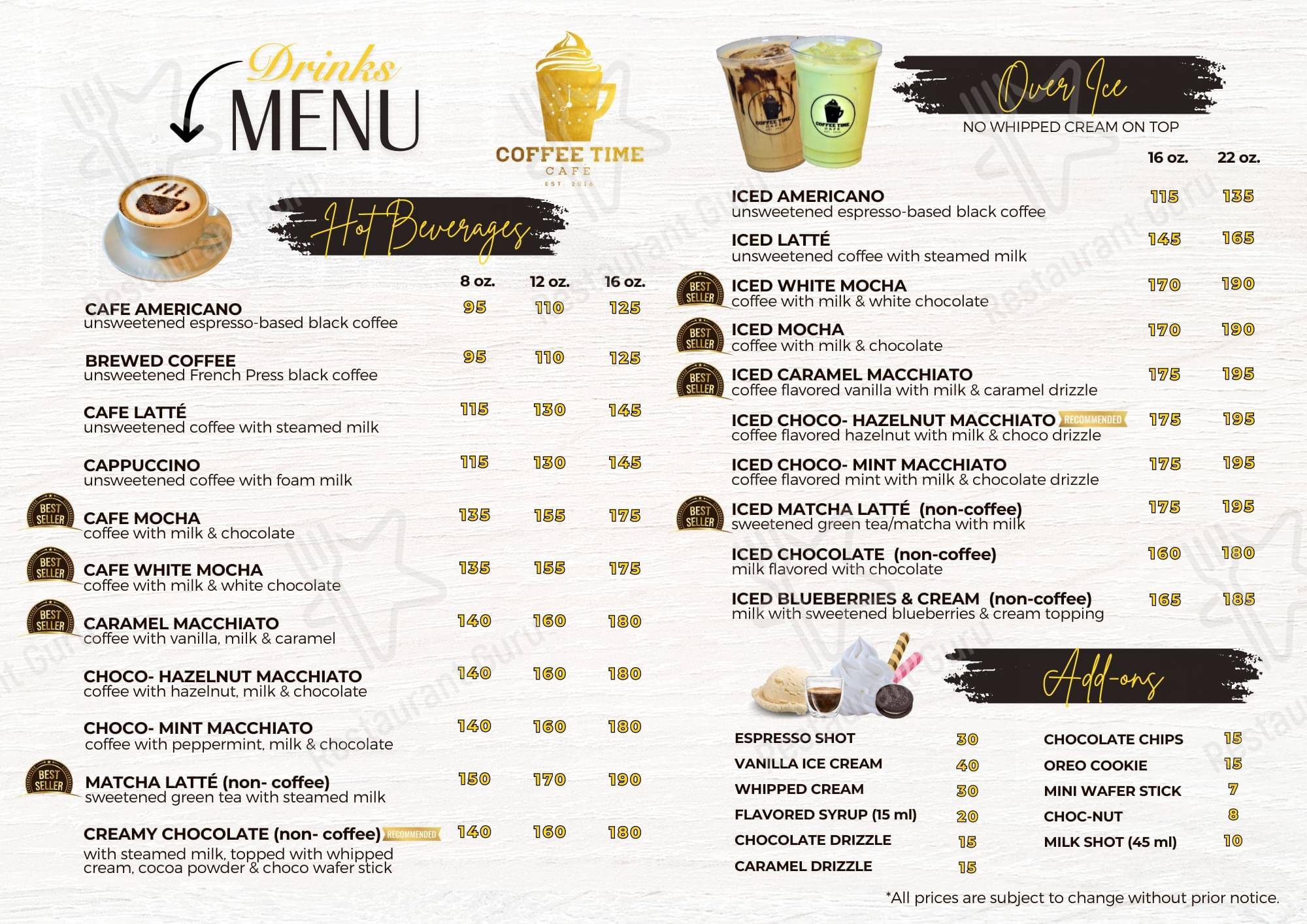 Menu at Coffee Time Cafe PH, San Pedro