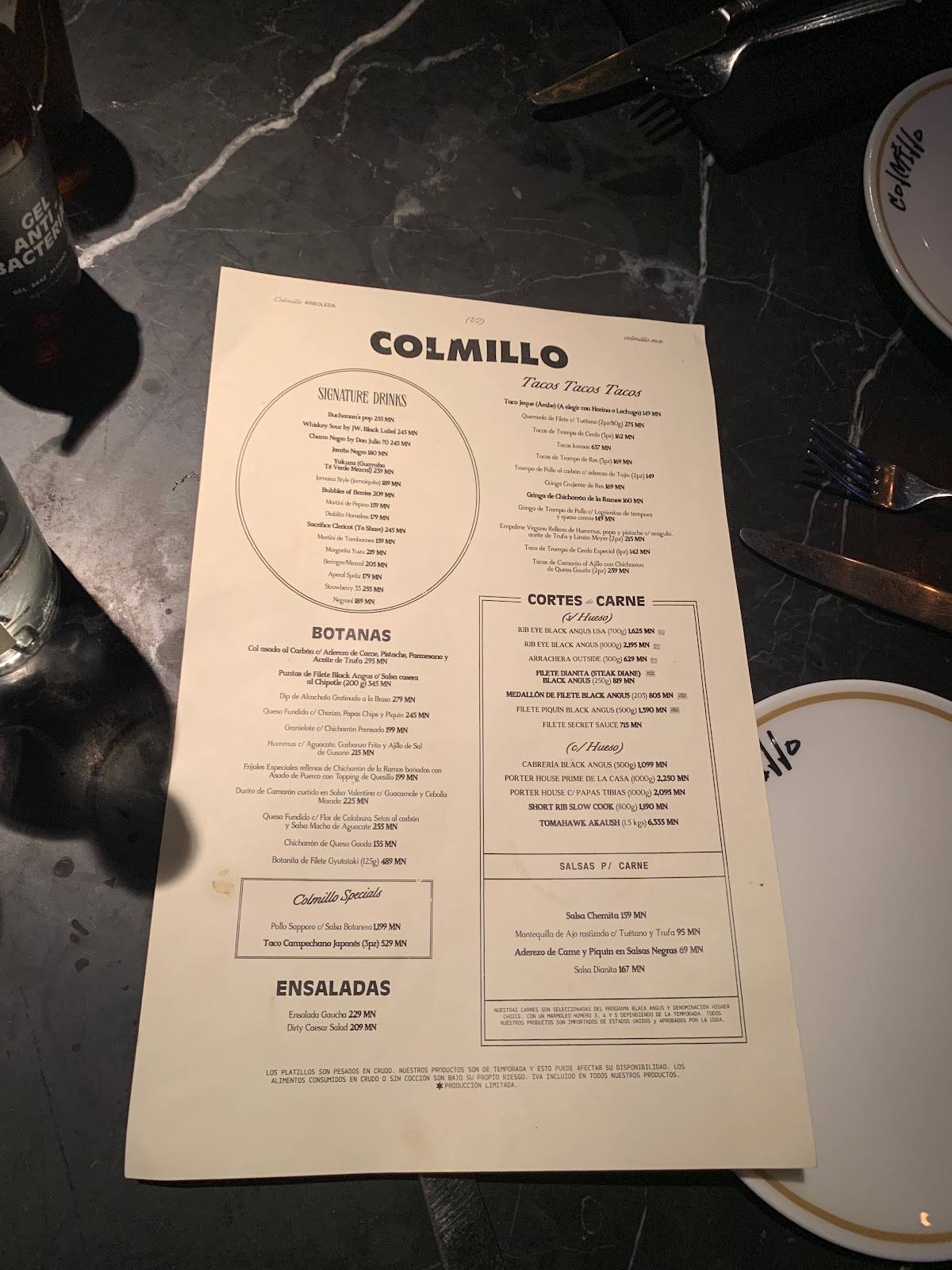 Carta del restaurante Colmillo Arboleda, San Pedro Garza García, Parque ...
