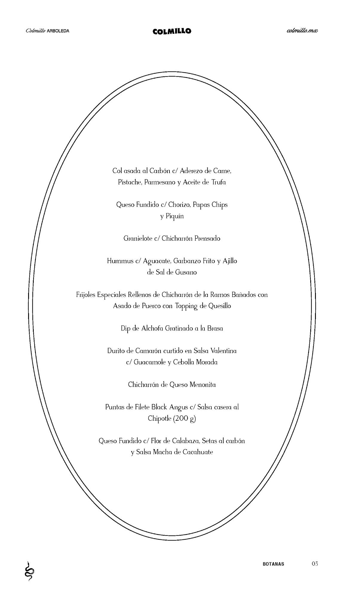 Carta del restaurante Colmillo Arboleda, San Pedro Garza García, Parque ...