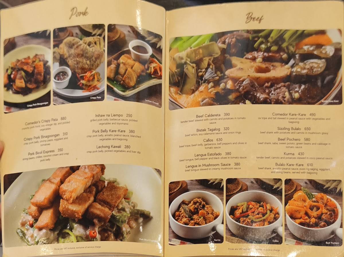 Menu at Comedor by Miguel and Maria restaurant, Marikina, 2f Mayor Gil ...