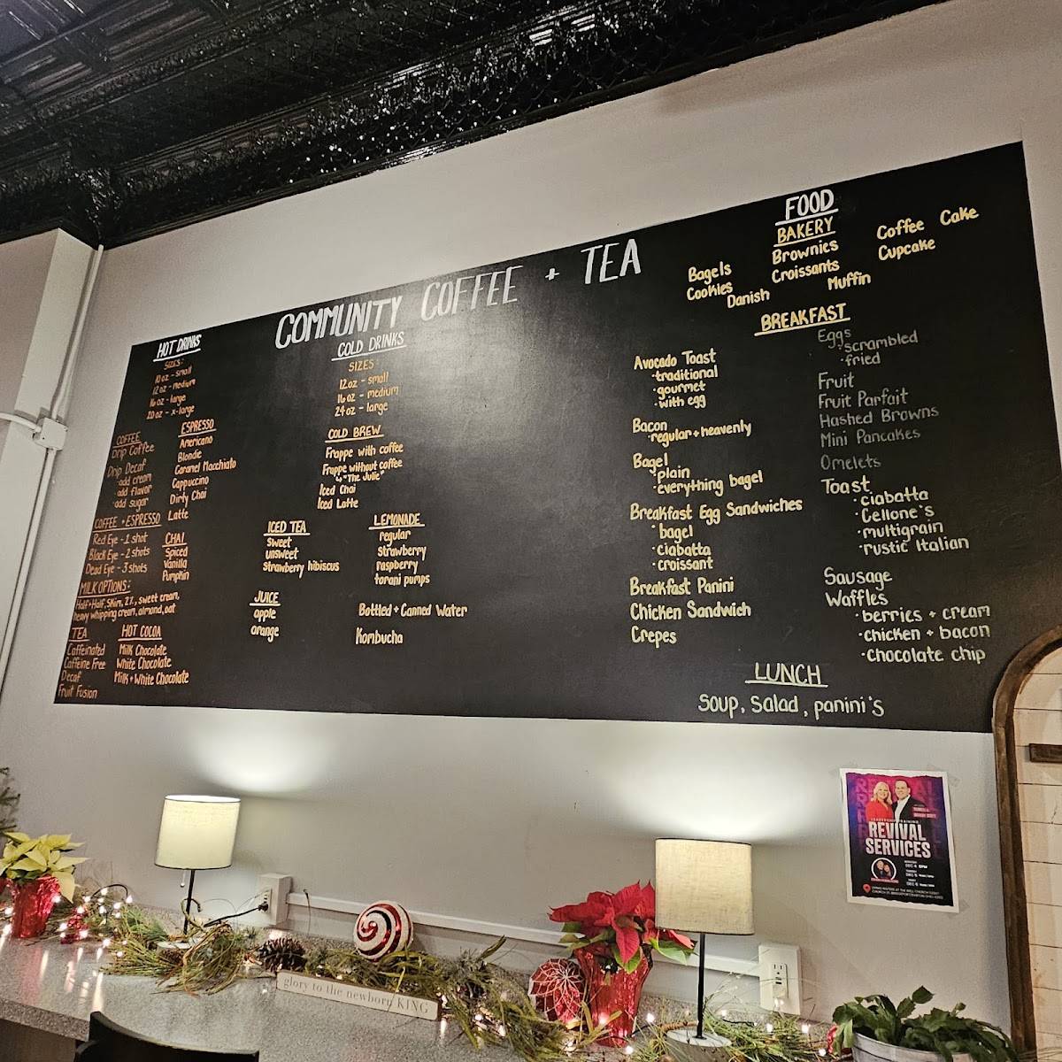 Menu at Community Coffee and Tea, Bellaire