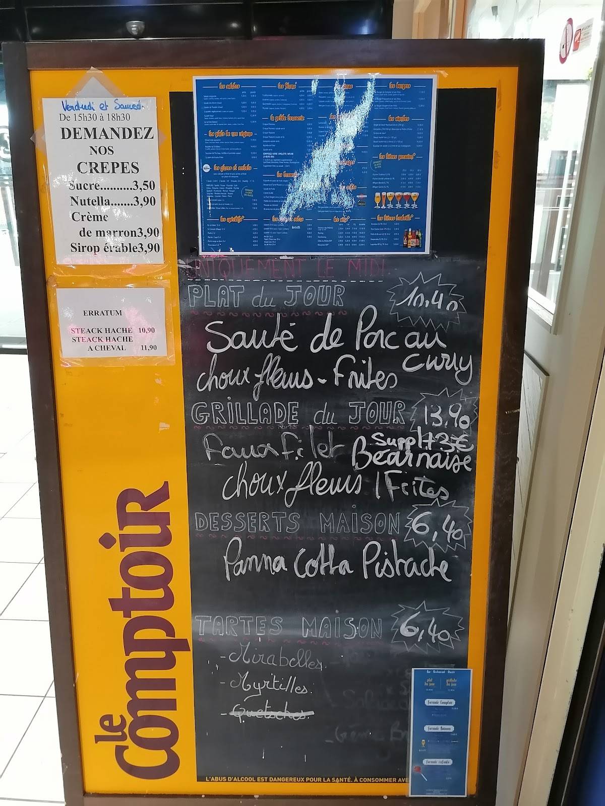 Menu au Le comptoir de Maître Kanter pub et bar, Saint-Dié-des-Vosges