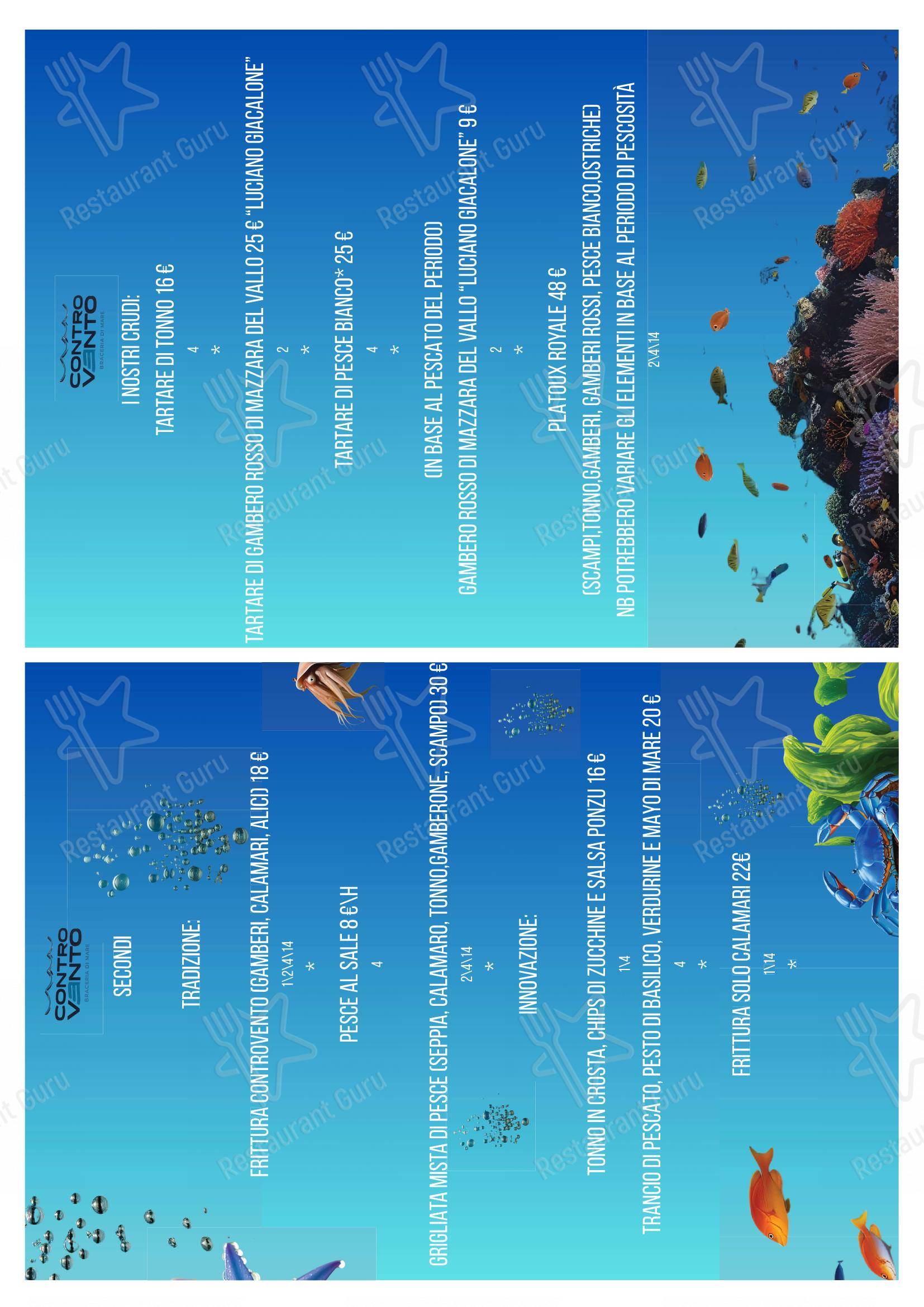 Menu at ControVento Braceria di Mare restaurant, Salerno