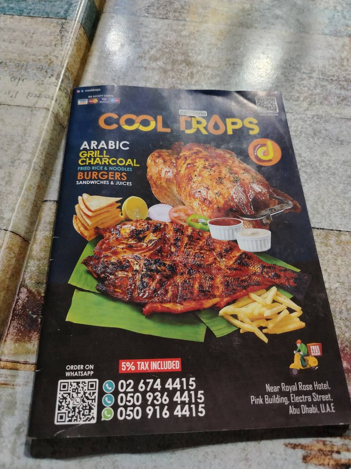 Menu at Cool Drops Cafeteria, Abu Dhabi