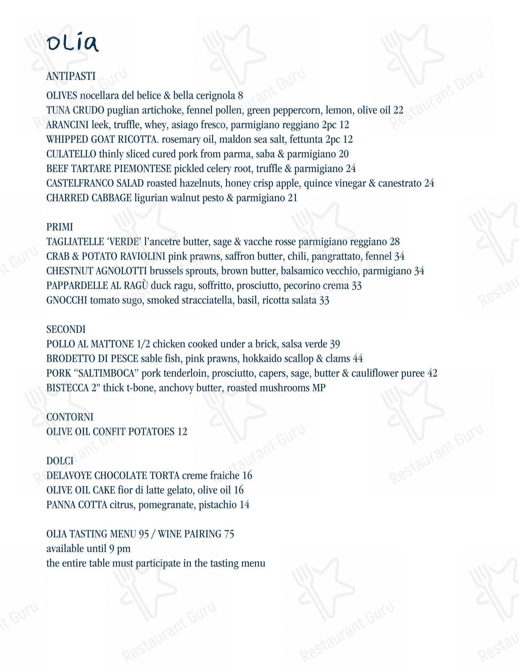 Menu at Corso32 restaurant, Edmonton